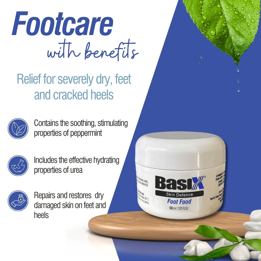 Basix Skin Defence FOOT FOOD for Aching Dry Feet with Peppermint Oil ...